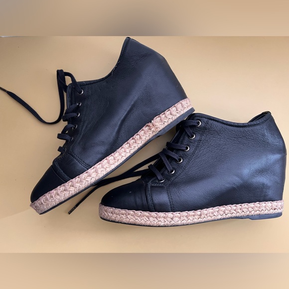 Theory | Shoes | Theory Black Leather Lace Up Sneaker Espadrille Jute ...